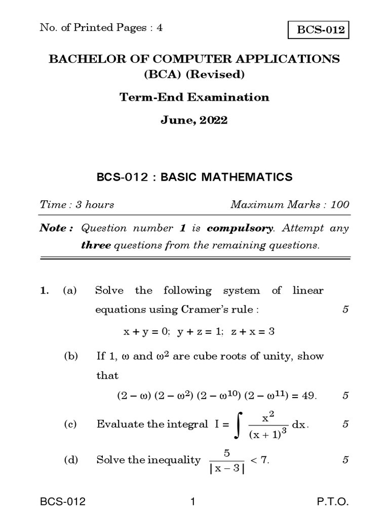 BCS 12 | PDF | Mathematics | Mathematical Analysis