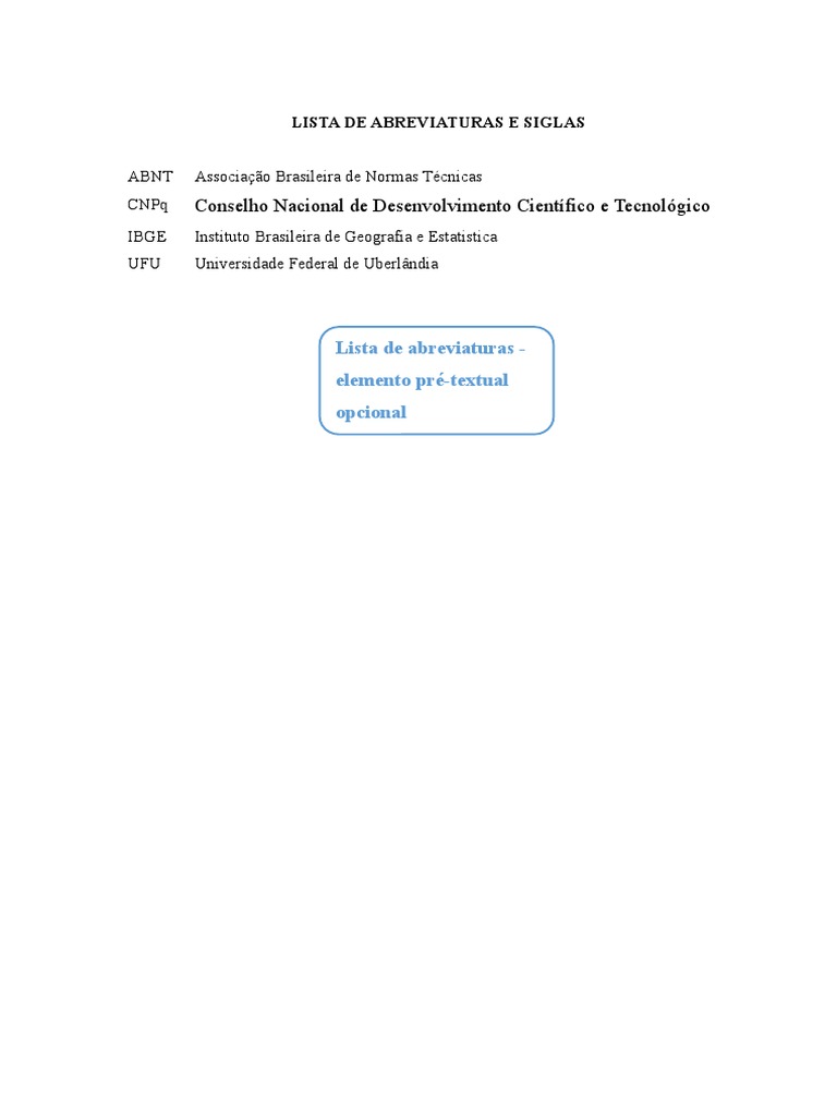 12 Lista de Abreviatura e Siglas | PDF