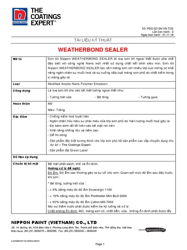 Weatherbond Sealer - Spec - Vnese - PJ | PDF