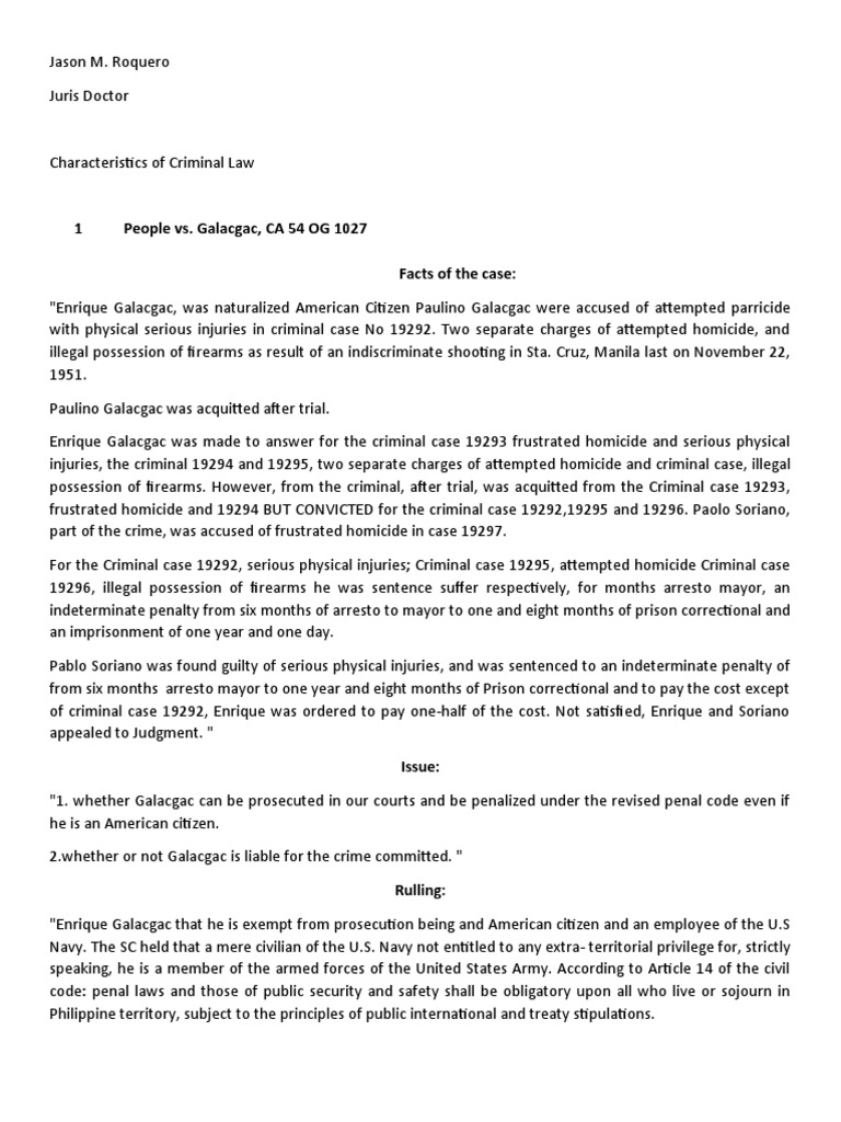 Crim Law 1 Case Digests Part 1 | PDF | Insanity Defense | Crimes