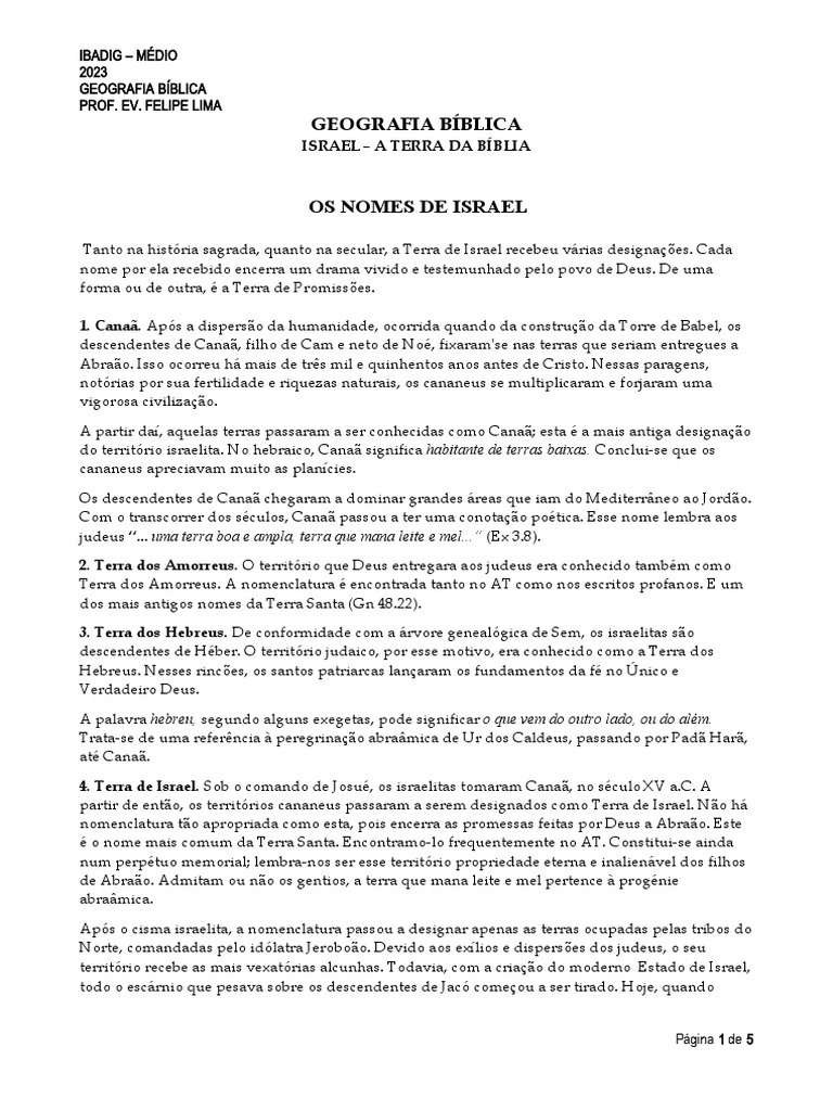 Geografia Bíblica Aula 5 Pdf