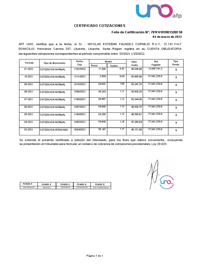 Certificado UNO | PDF