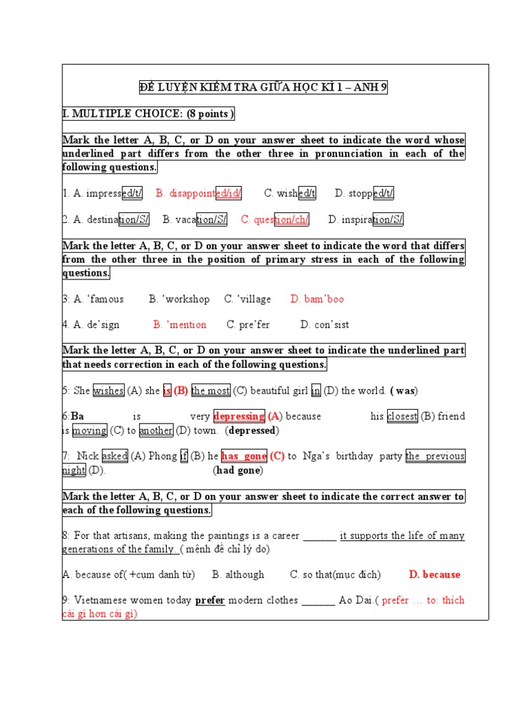 English 9 Midterm Exam Practice | PDF | Jeans