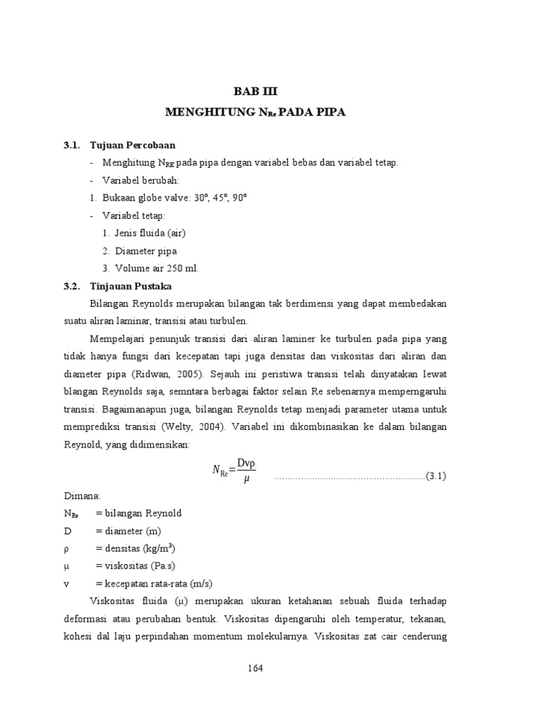 Bab III Menghitung Nre Pada Pipa | PDF