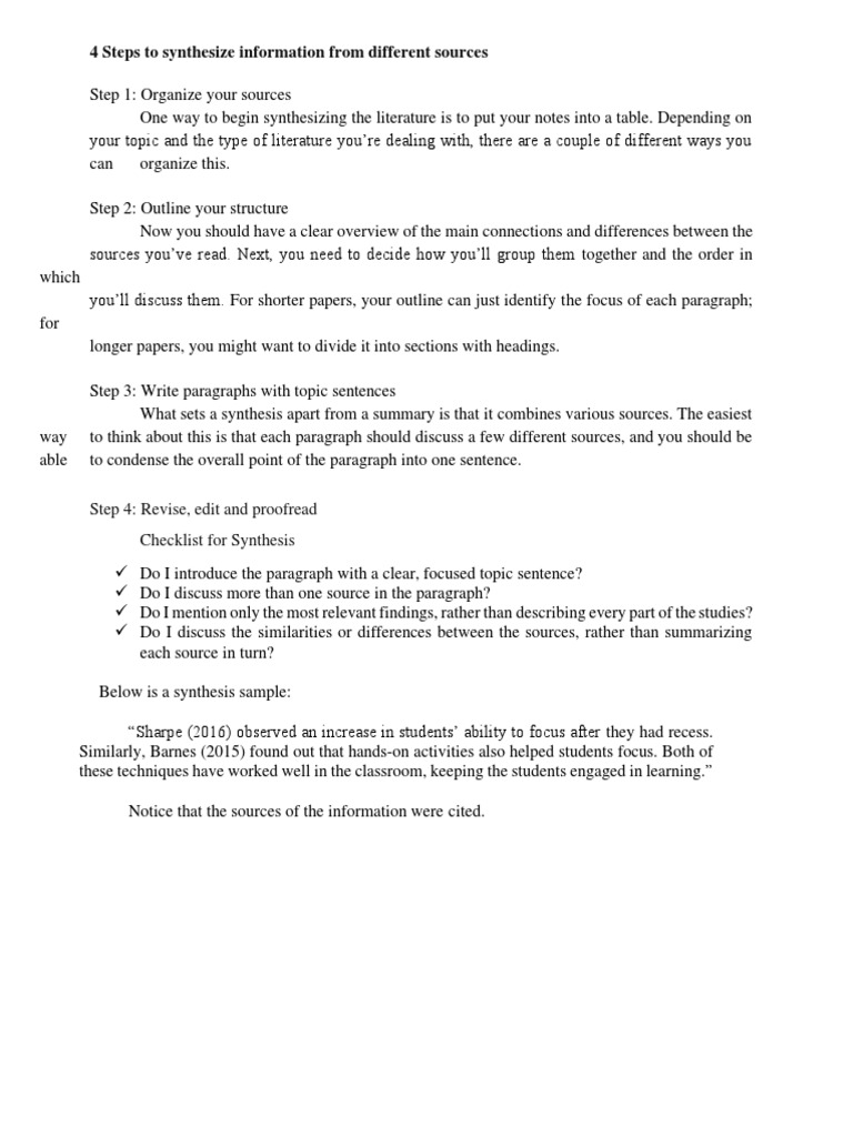 Steps to Synthesize Information Effectively | PDF