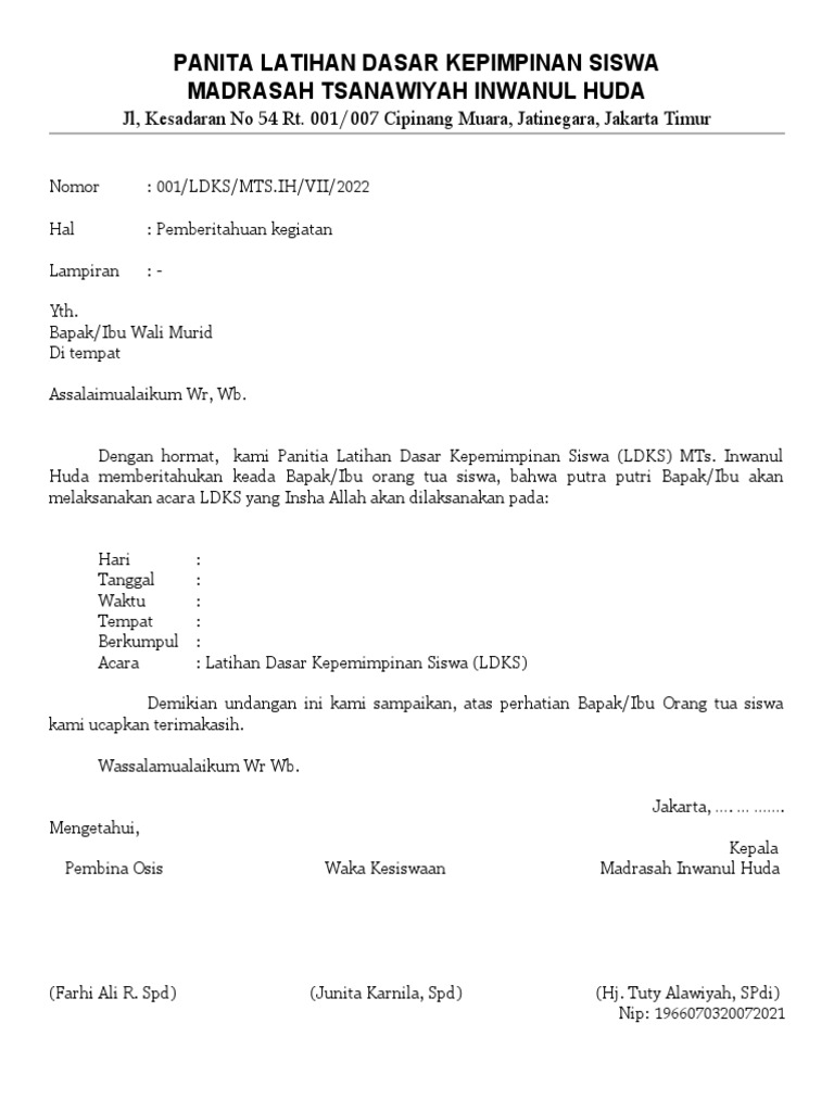 Surat Ldks 001 | PDF