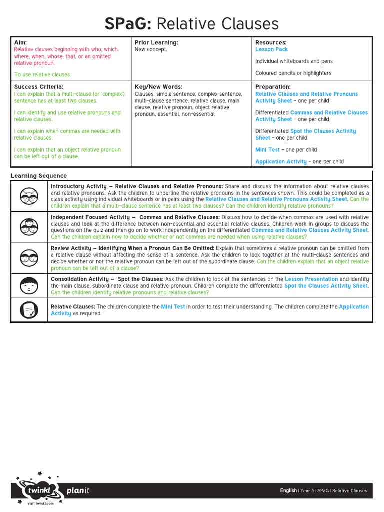 Year 5 English: Mastering Clauses | PDF
