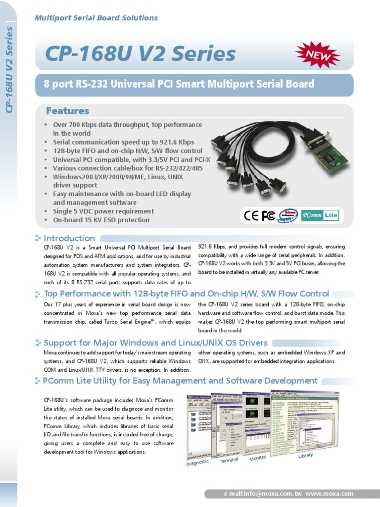Moxa Cp-168u Datasheet SQ | PDF | System Software | Computing