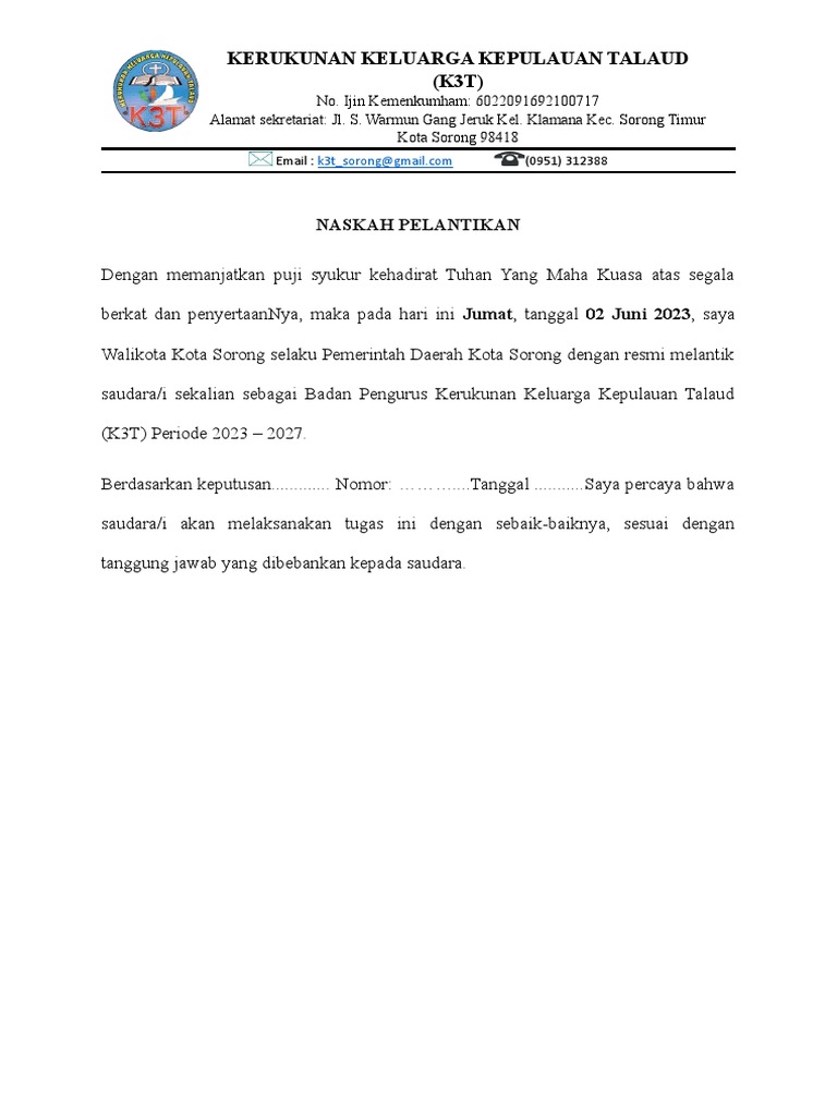 Naskah Pelantikan | PDF