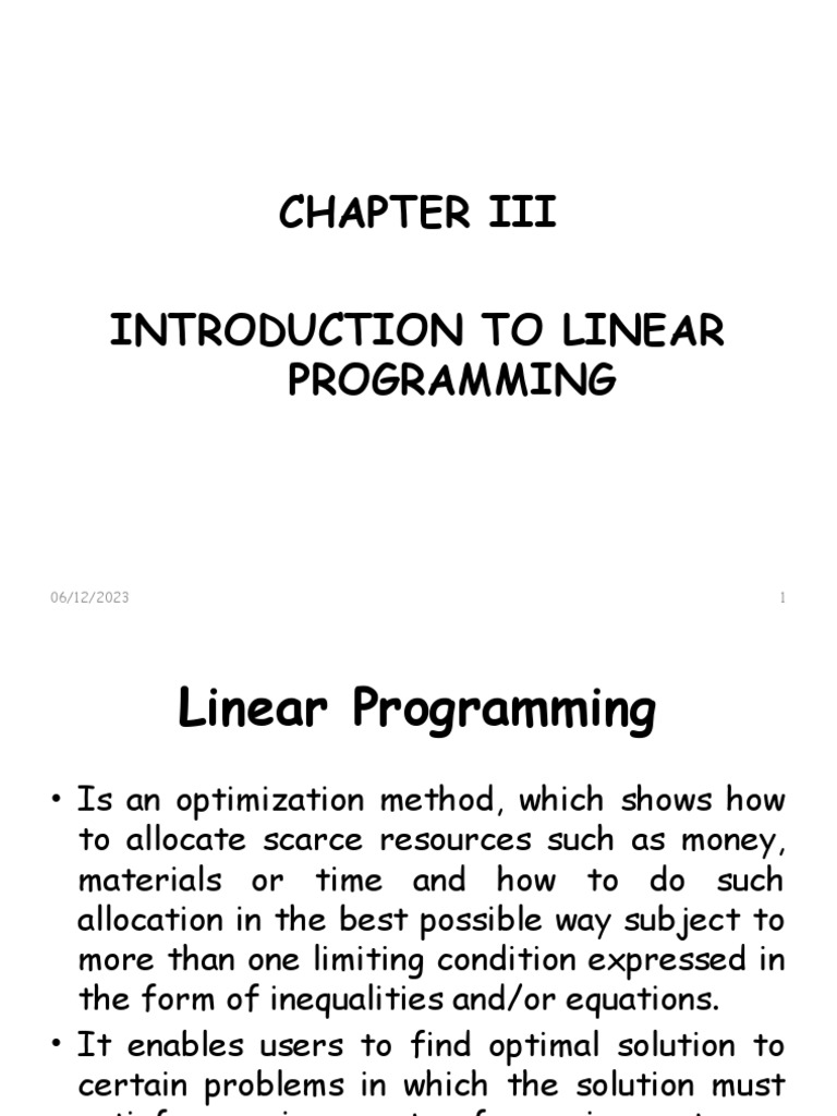 Chapter 3 Pdf Linear Programming Mathematical Optimization 9780
