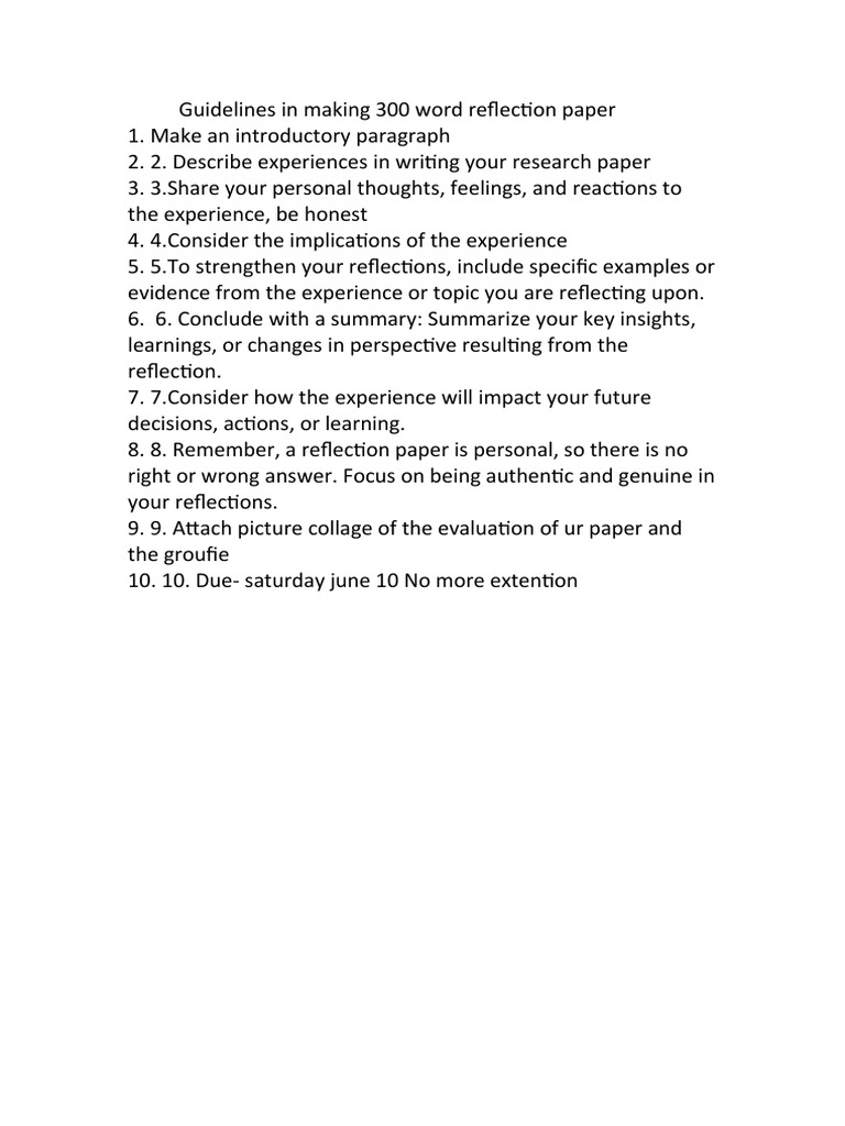 Crafting a 300-Word Reflection Paper | PDF | Experience | Thought