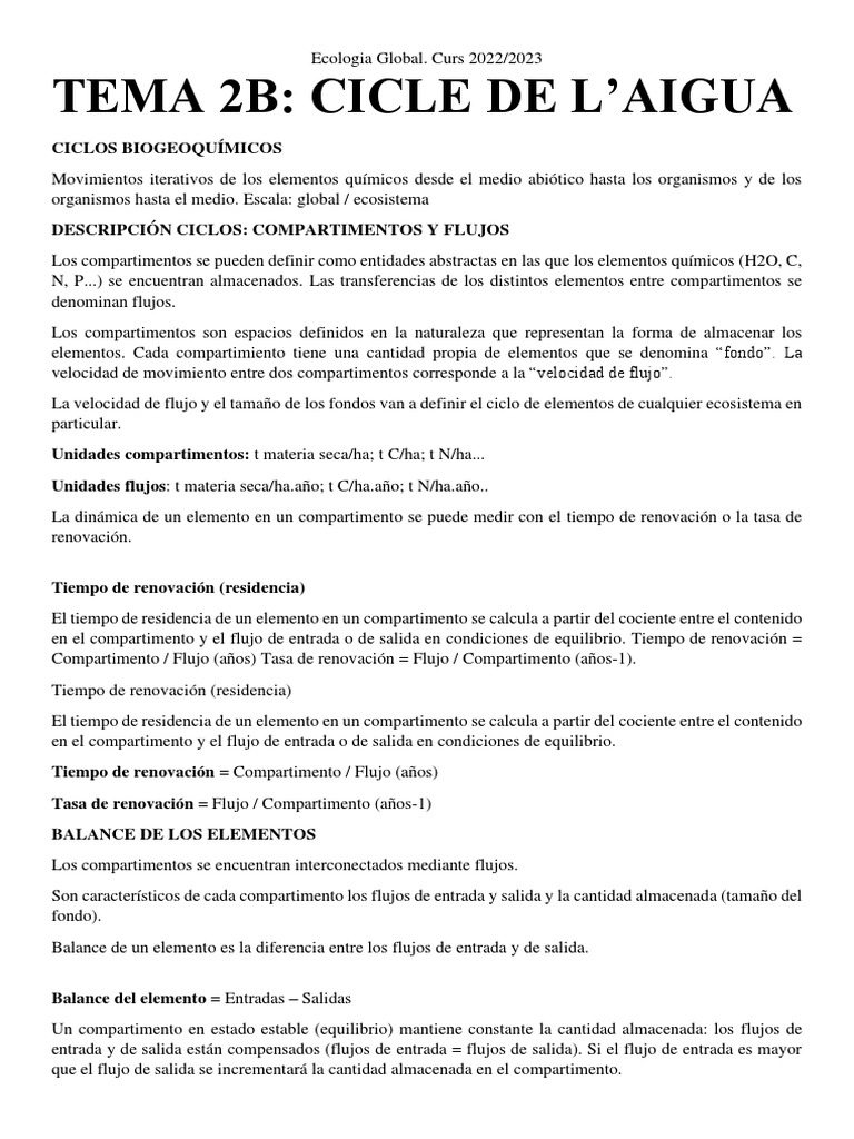 Tema 2B. Cicle Aigua | PDF | El ciclo del agua | Carbonato