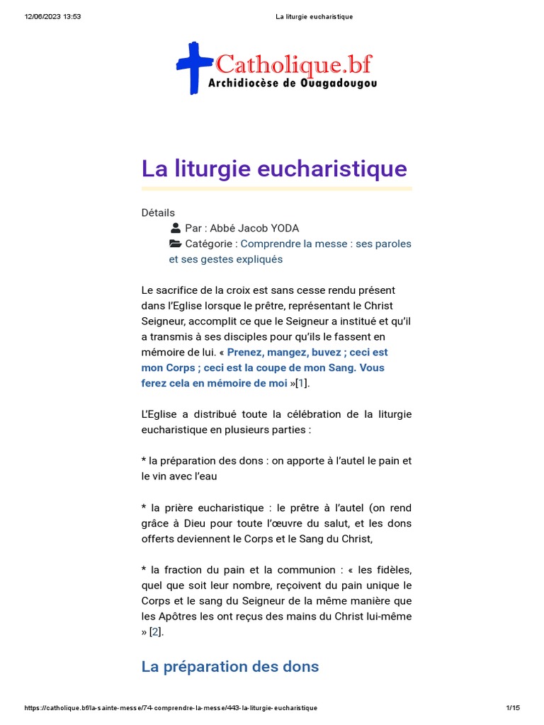 La liturgie eucharistique expliquée | PDF | Eucharistie | Messe