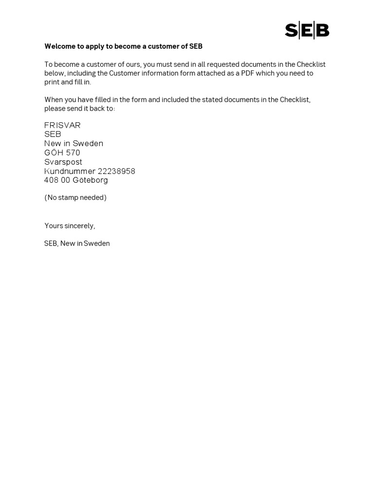 SEB Checklist EU | Download Free PDF | Debit Card | Service Industries