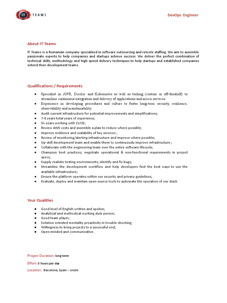 ITT JD - DevOps Engineer- M. | PDF