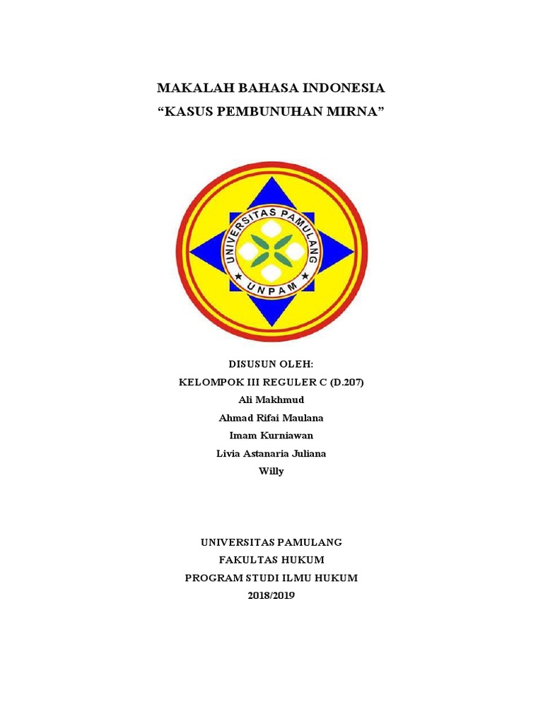 Makalah Bahasa Indonesia Kasus Pembunuha | PDF