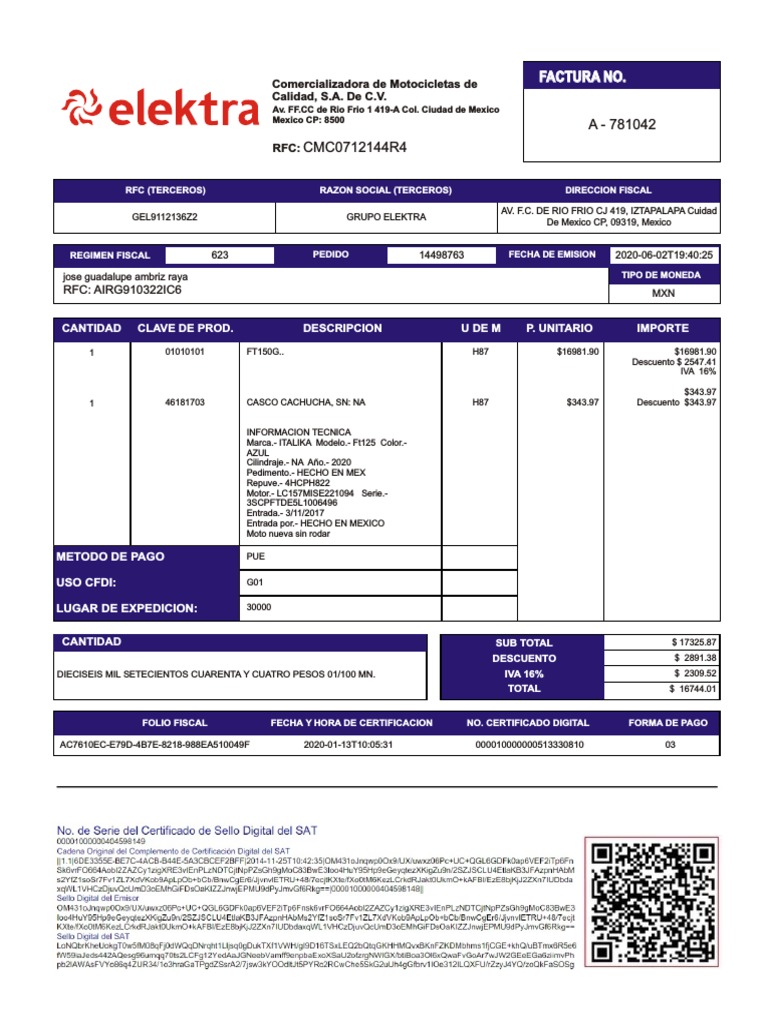 Italika_Elektra_Factura_1[1] | PDF
