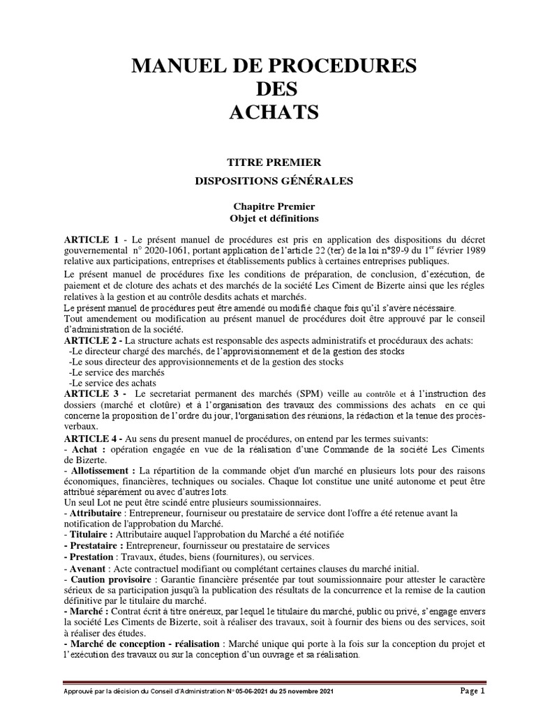 Manuel de Procédures SCB 1 | PDF
