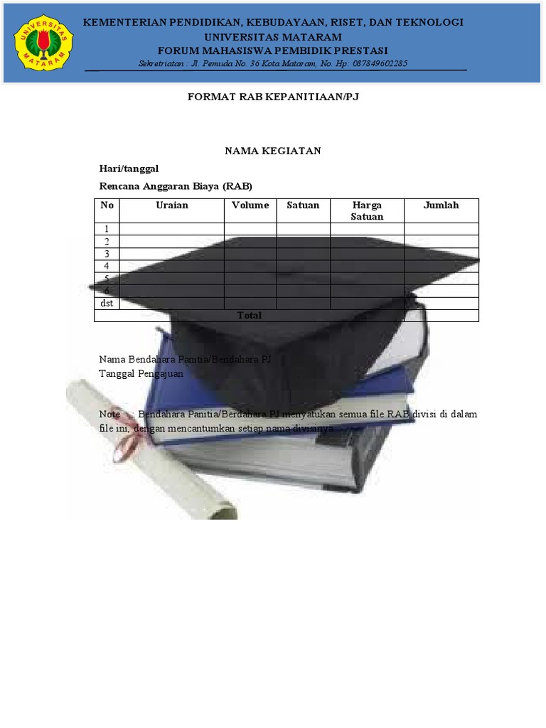 Format Rab Kepanitiaan - PJ | PDF