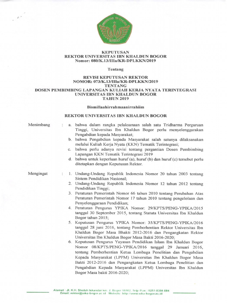 Revisi SK DPL KKN 2019 | PDF Revisi SK DPL KKN 2019 | PDF