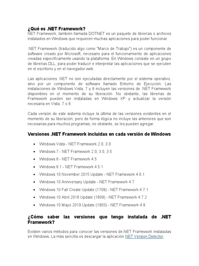 NET Framework | PDF | Windows 10 | Registro de Windows