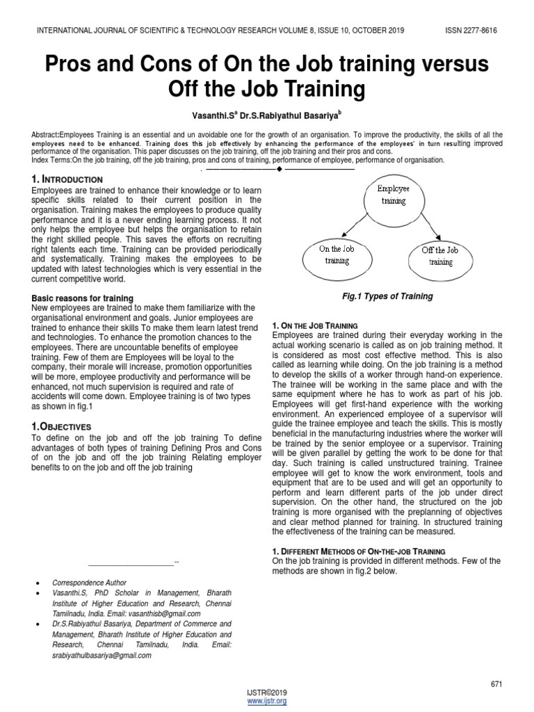 On-the-Job vs Off-the-Job Training Pros and Cons | PDF | Vocational ...