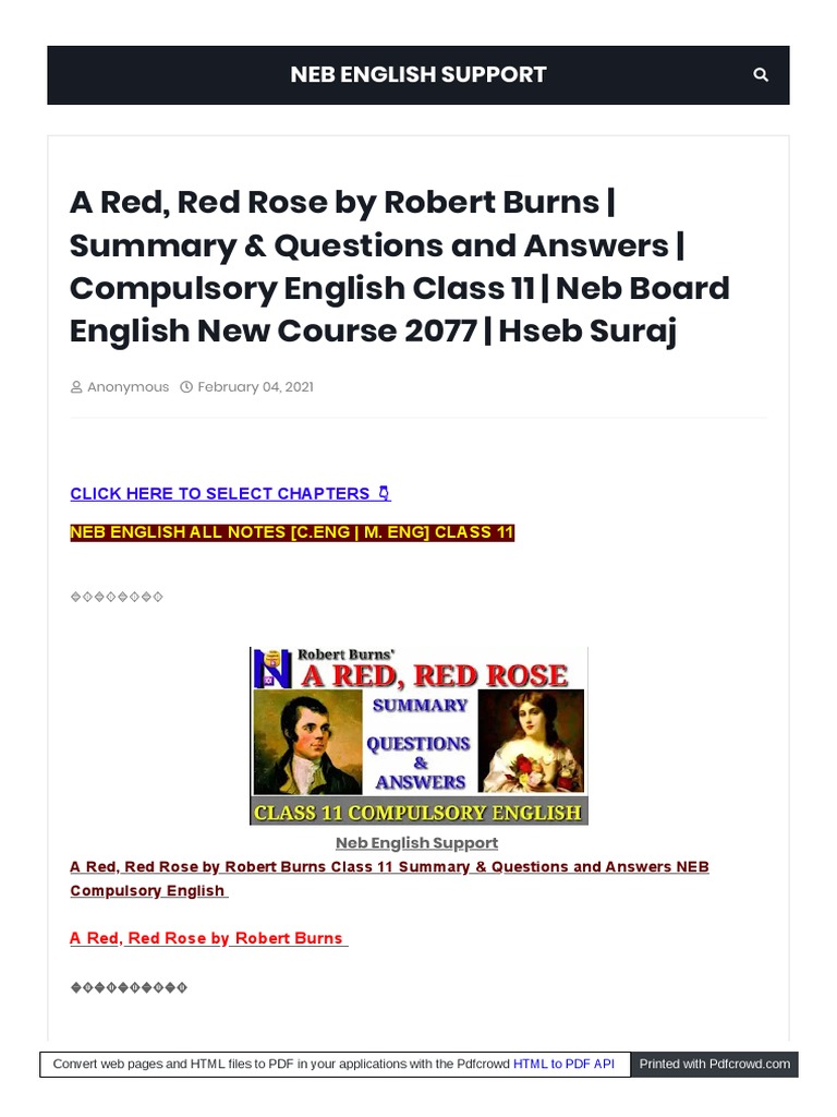 2 Red Red Rose | PDF | Poetry | Html
