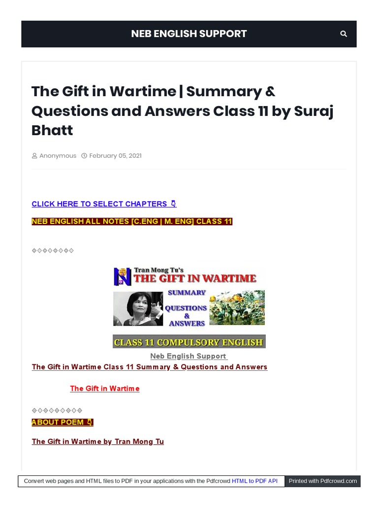 5 The Gift in Wartime by Tran Mong Tu | PDF | Html | Poetry