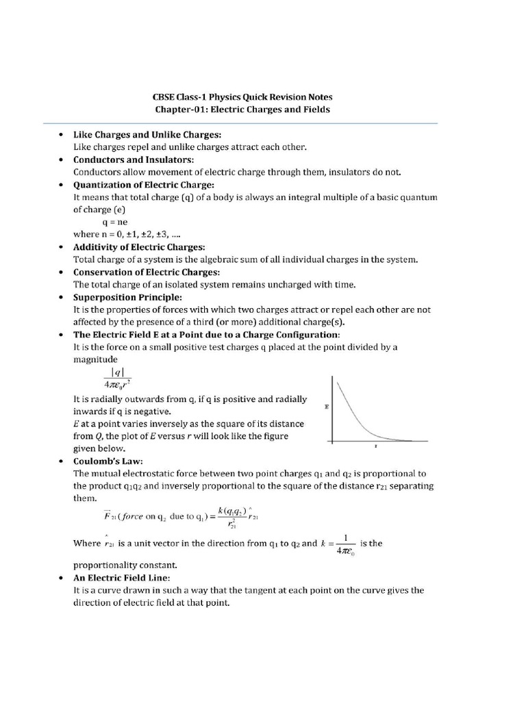 Electric, Charges & Field Note 3 | PDF