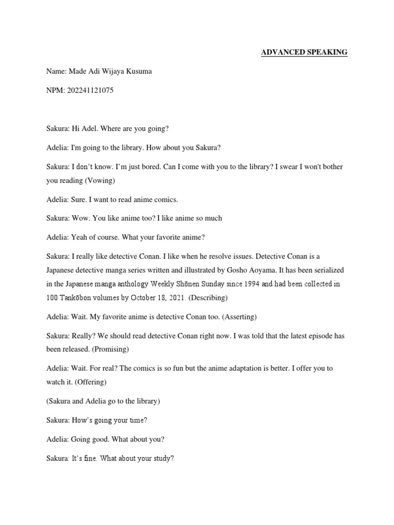 Speaking Uts Dialog | PDF | Manga | Anime And Manga