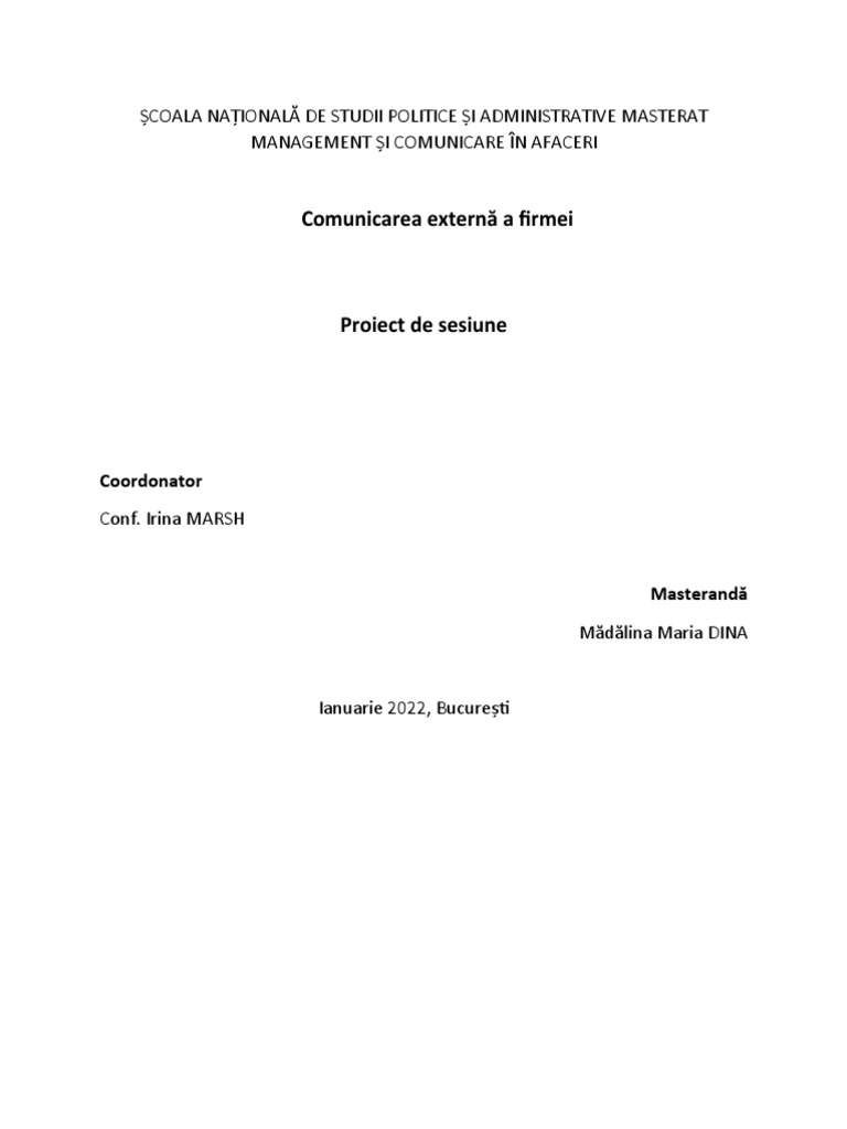 Proiect Comunicare Externa | PDF