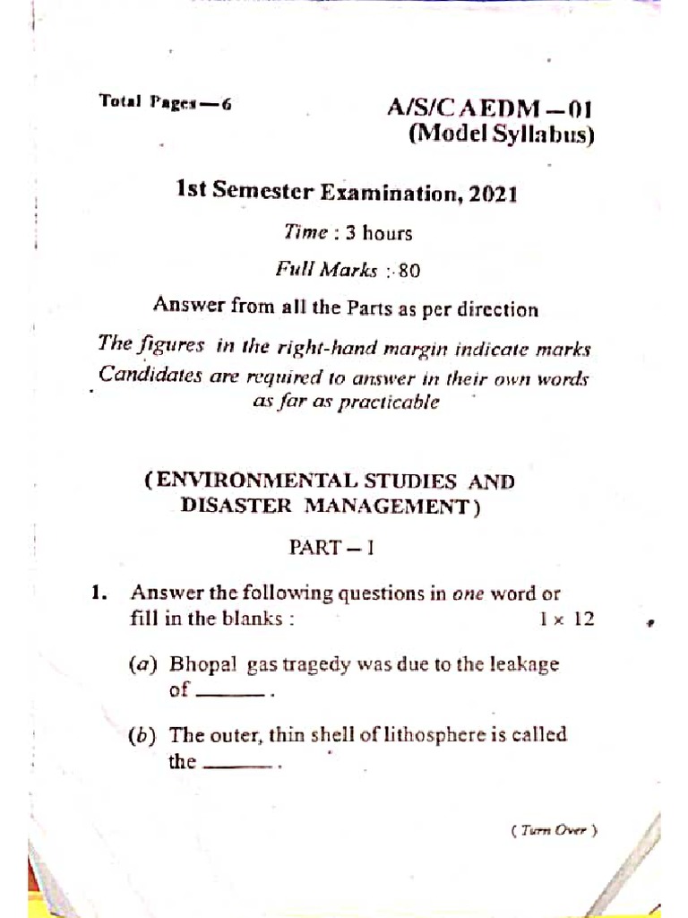 1st sem AECC-1 (EVS) 2021 | PDF