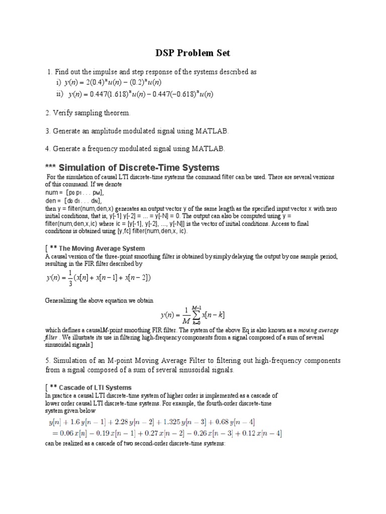 DSP Problem Set | PDF DSP Problem Set | PDF