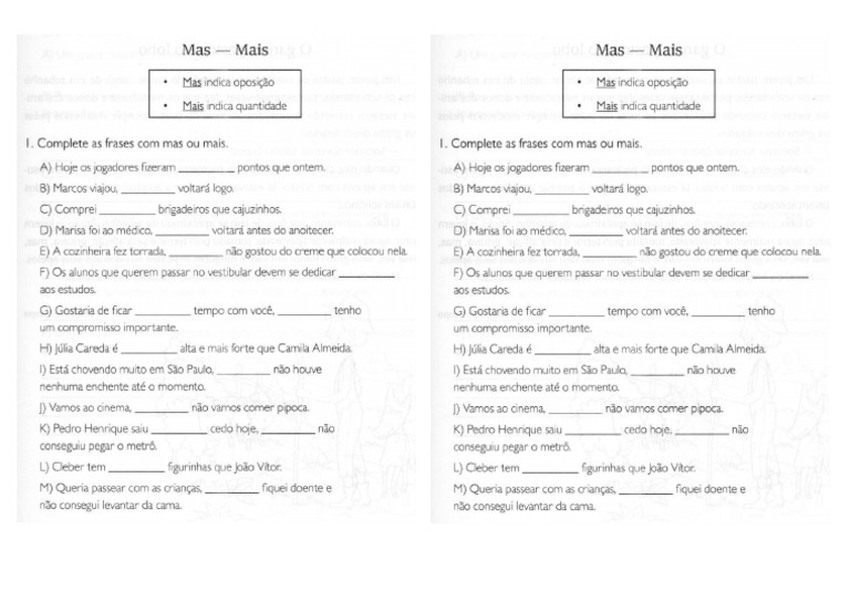 Atividade mas ou mais | PDF