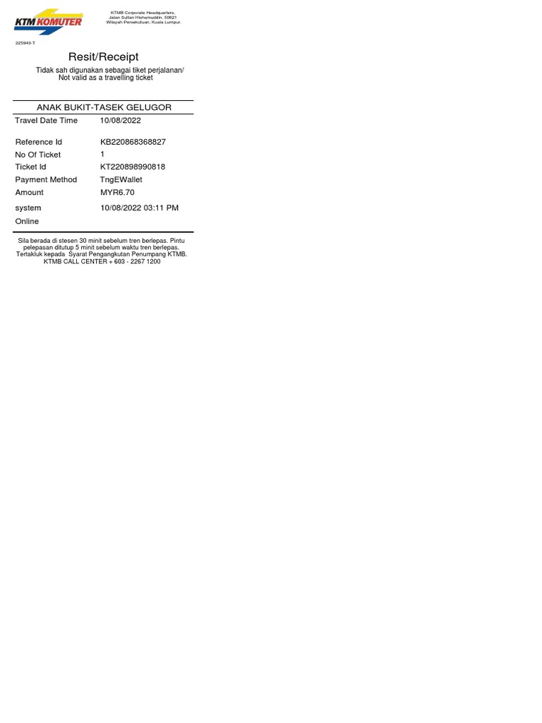 KTM Receipt 1660115558388 | PDF