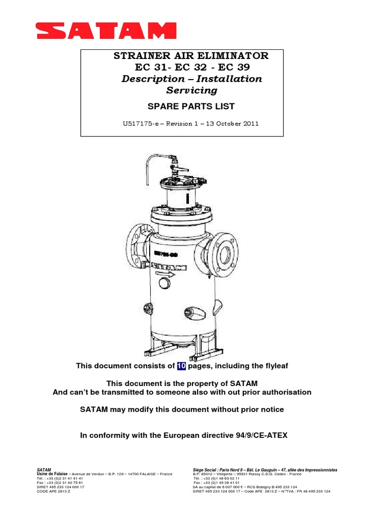 Strainer Air Eliminator EC 31-39 Guide | PDF | Valve | Filtration