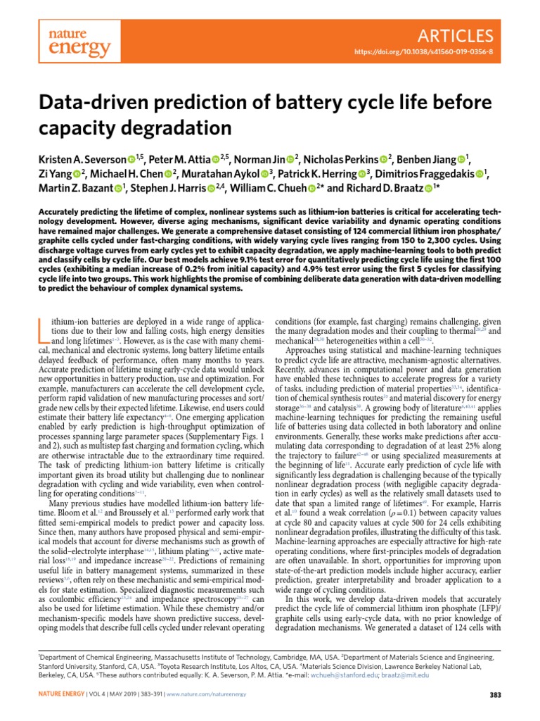 Data-Driven Battery Life Prediction | PDF | Lithium Ion Battery ...