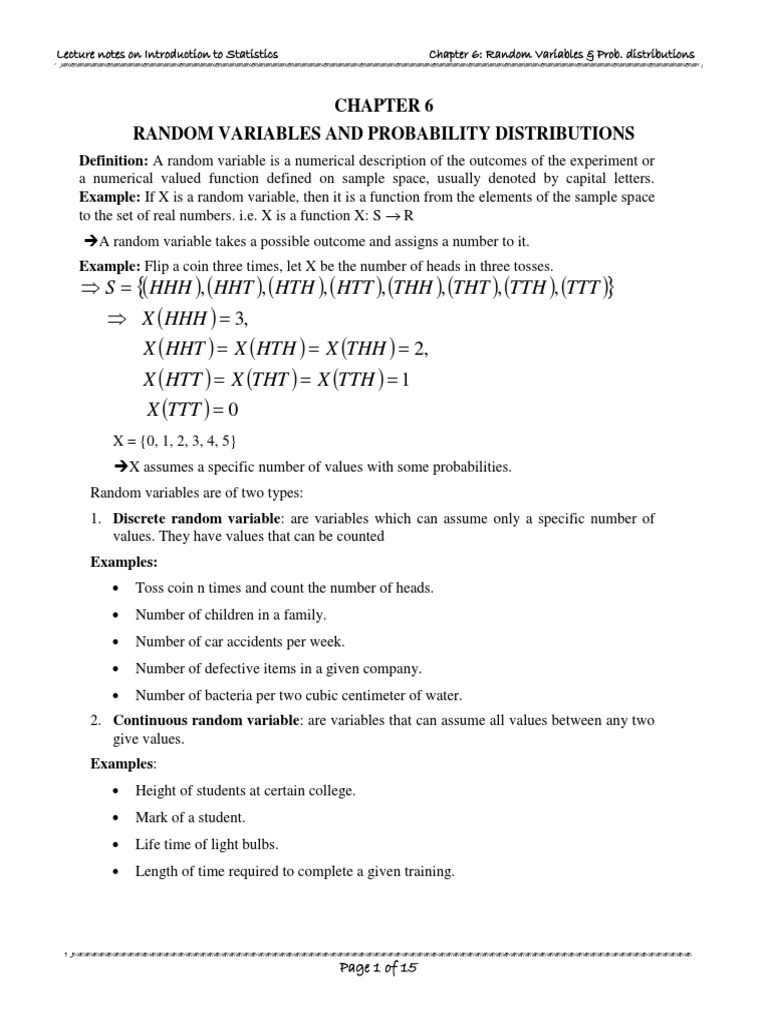 Chapter-6-Random Variables & Probability Distributions | PDF | Probability Distribution | Normal ...