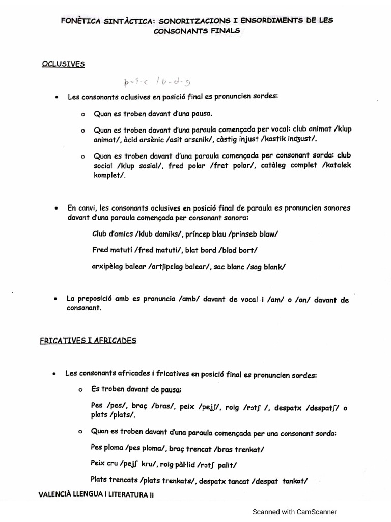 Fonètica sintàctica consonants | PDF