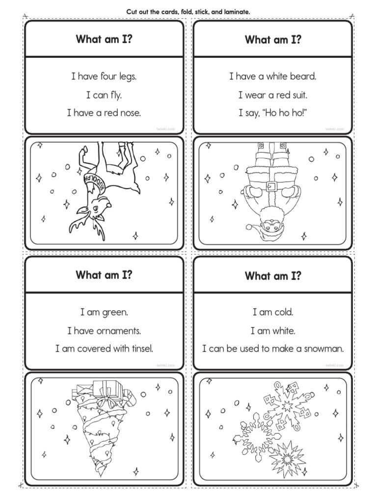 Black and White What Am I Christmas Guessing Game | PDF | Santa Claus ...