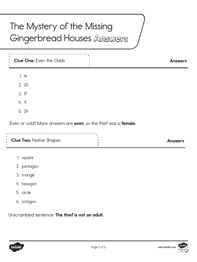 Gingerbread House Mystery Answers | PDF