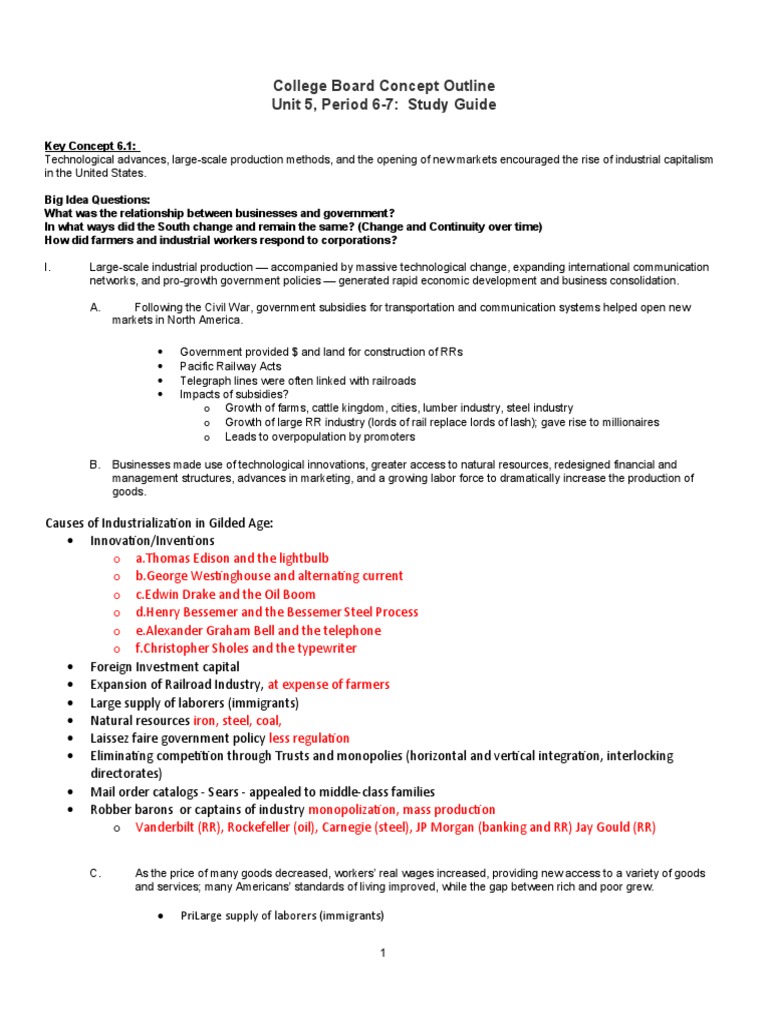 Unit 5 Study Guide Pdf