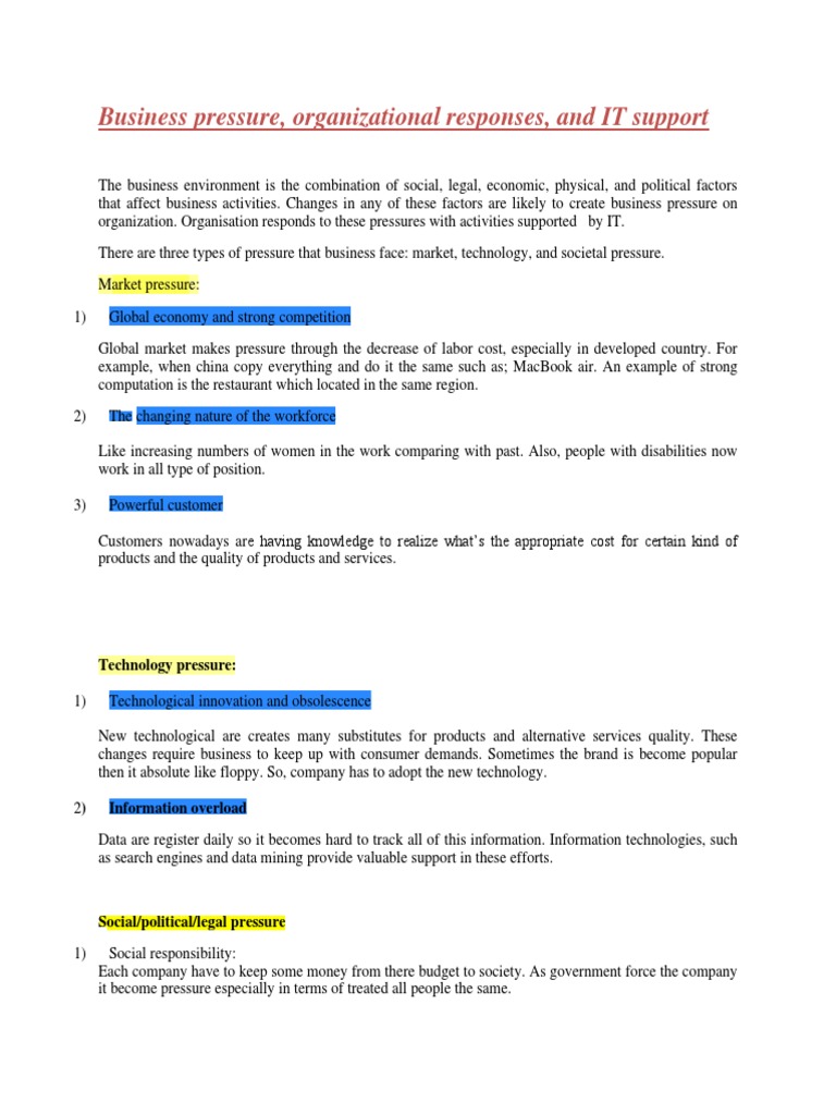 Business Pressure | PDF | Electronic Business | Competitive Advantage