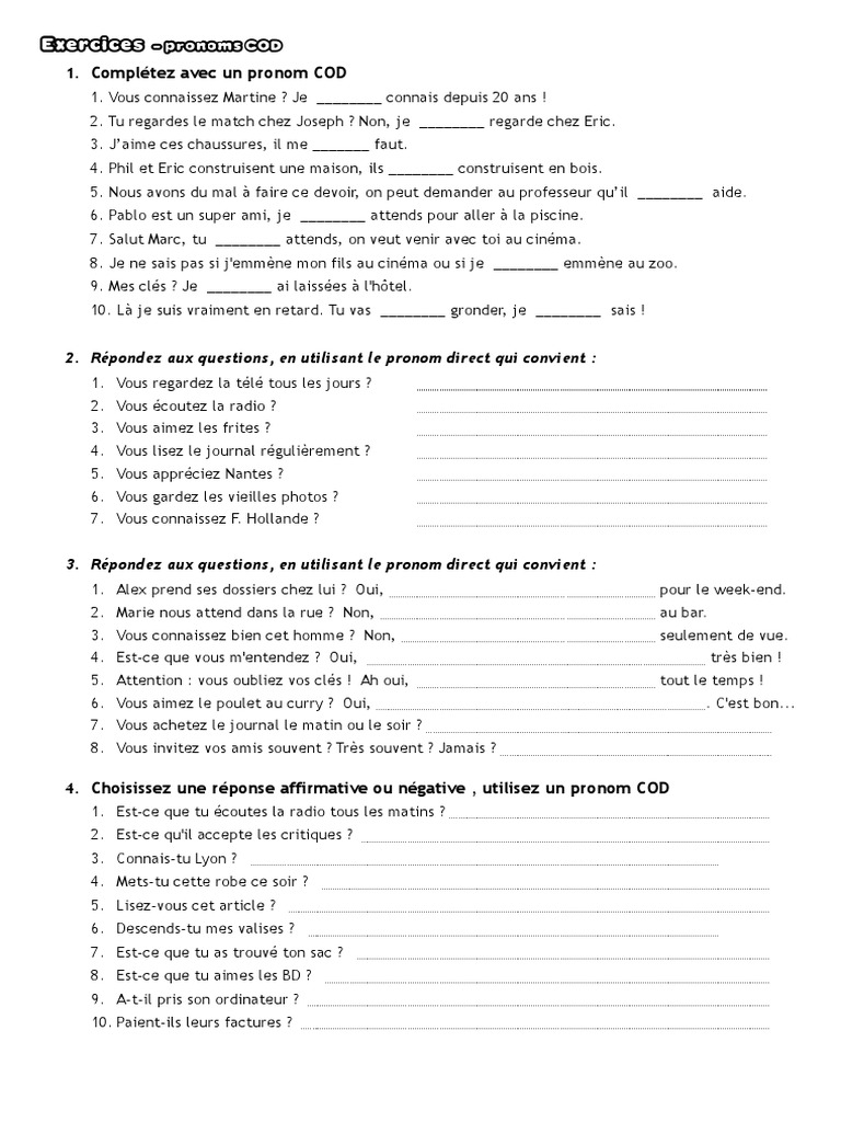 Pronoms Cod Coi | PDF | Arts du langage et discipline