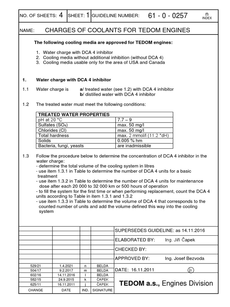 61 0 0257 Coolant Charges For TEDOM Engines | PDF | Chemical Compounds ...