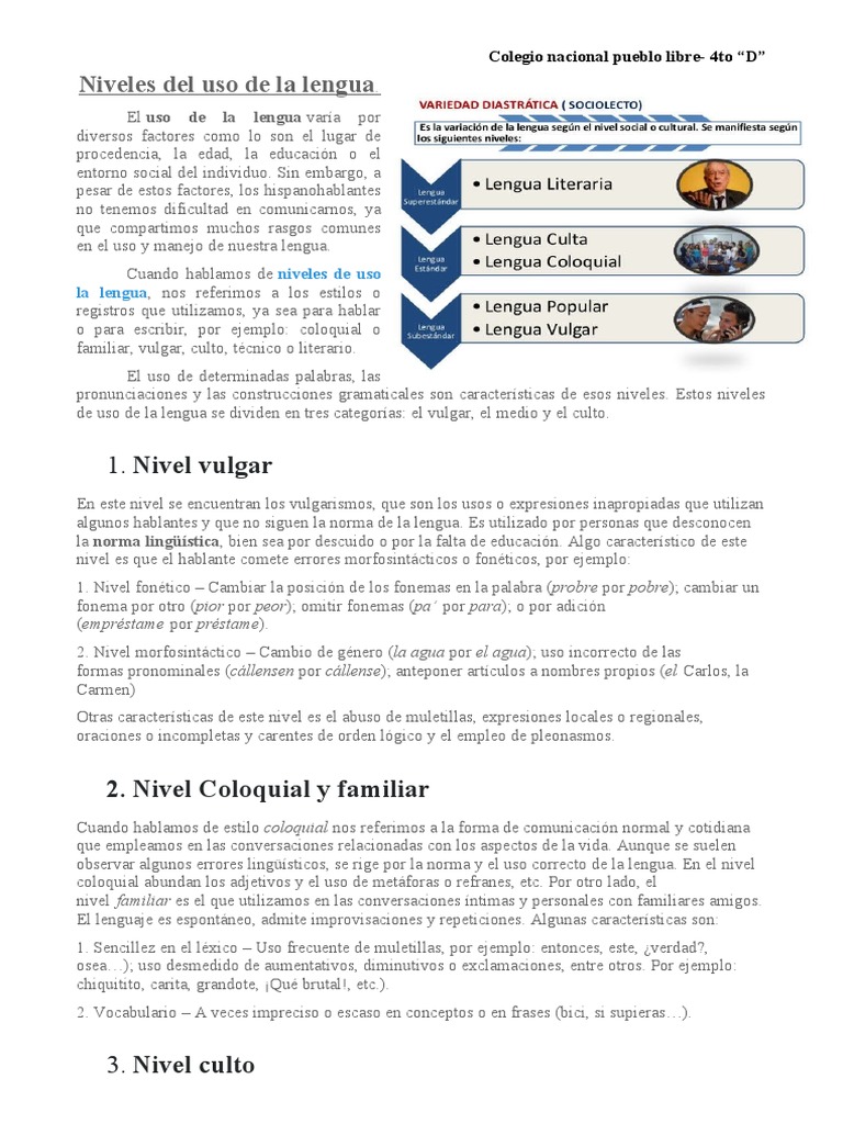 La Lengua Uso Local y Standar 4to D | PDF | Fonema | Gramática