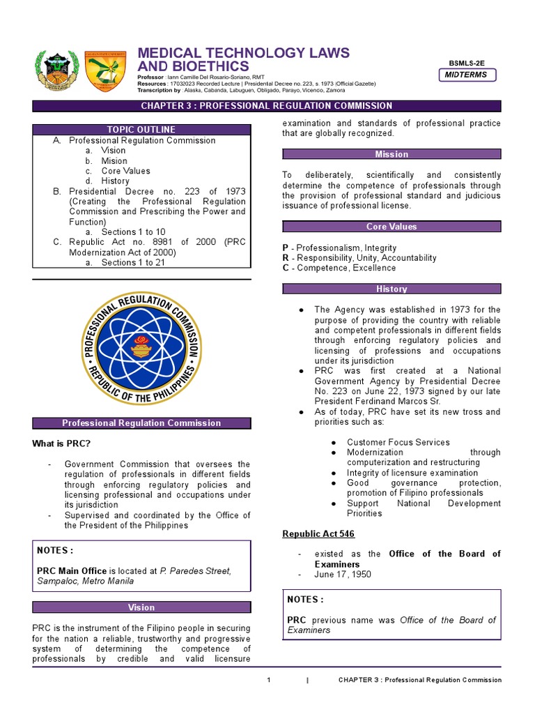 Overview of the Professional Regulation Commission | PDF | Licensure ...