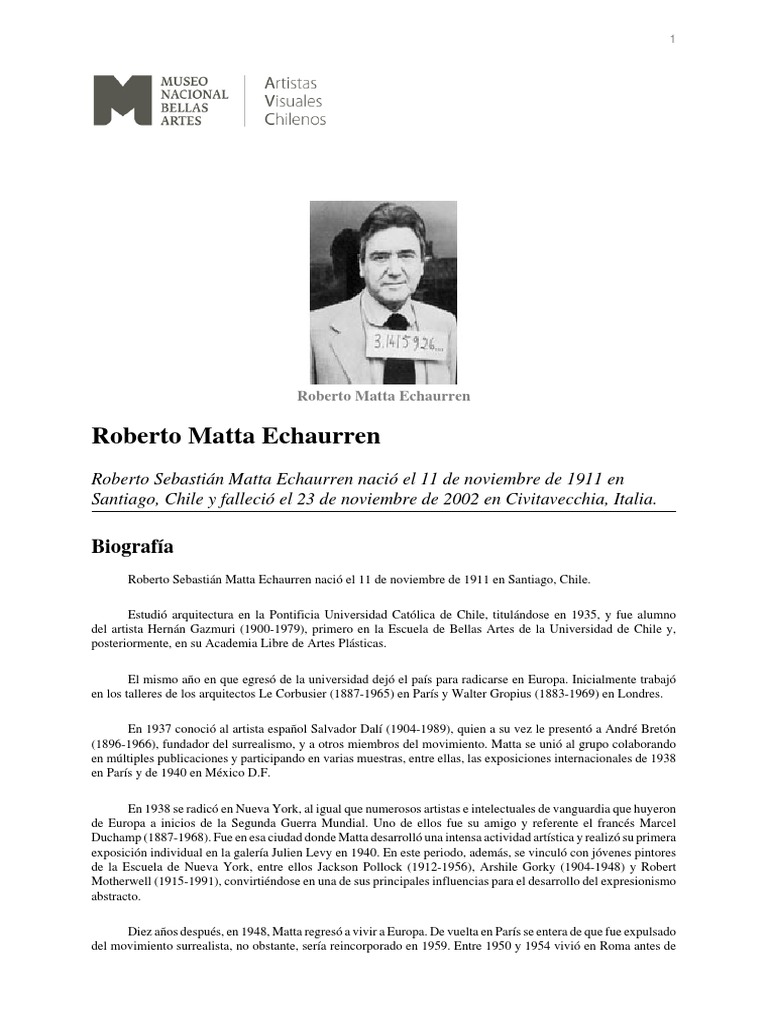 Biografía - Roberto Matta | PDF | Museo
