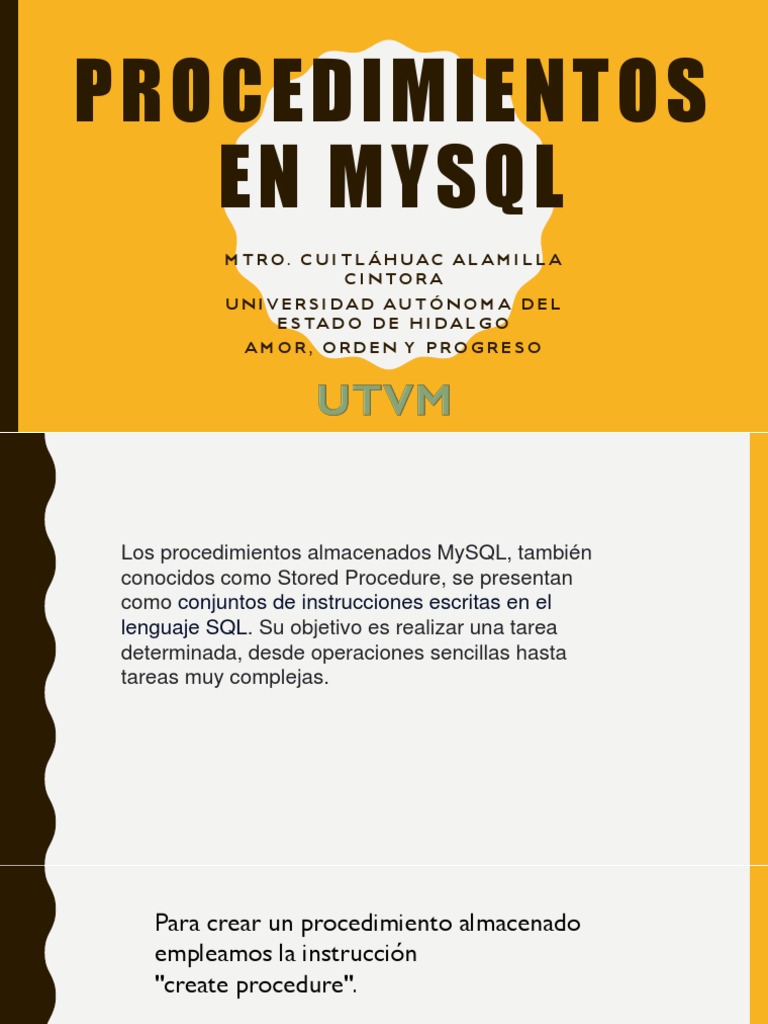 Procedimientos en Mysql | PDF