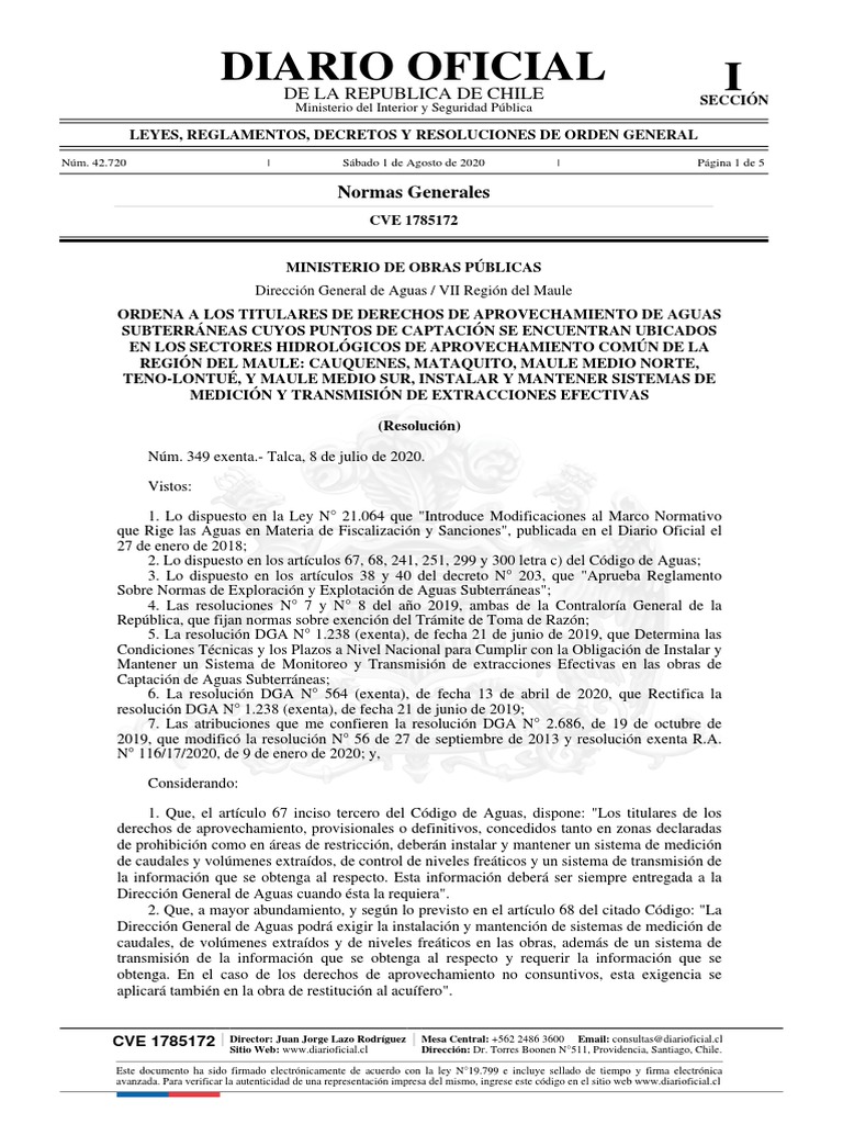 Resolución DGA Maule | PDF | Chile | Calibración